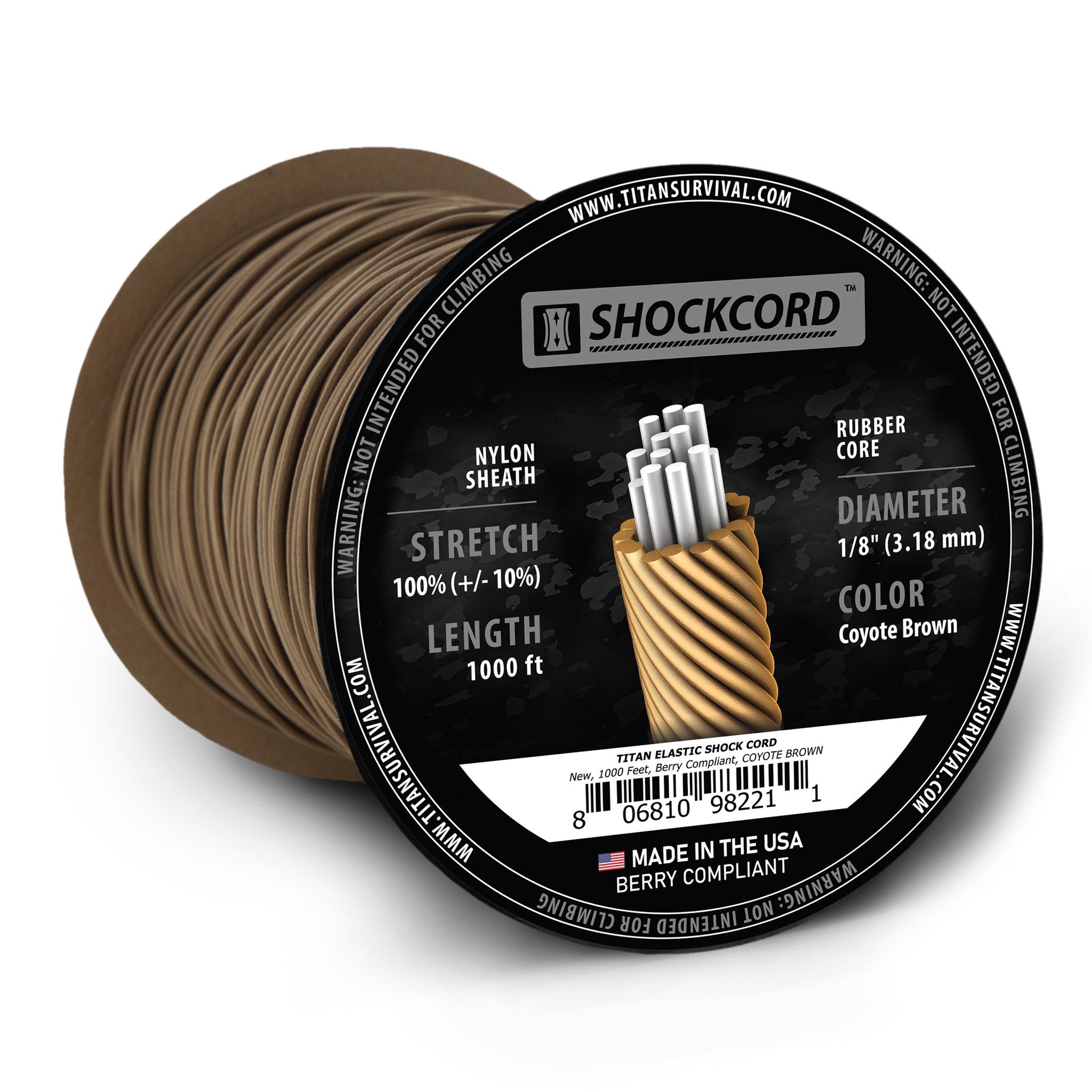 1/8" Coyote Brown Shock Cord, 1000 FT SPOOL – Artemis Outdoor